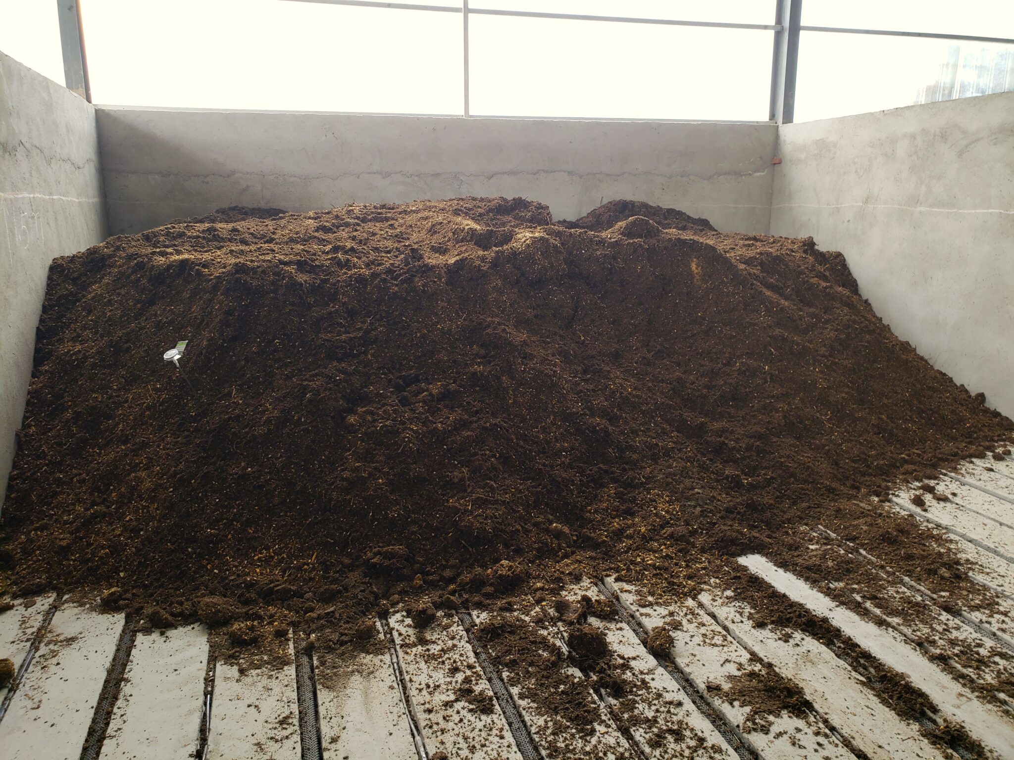 Pig manure and food waste are composted in about one month, and odor ...